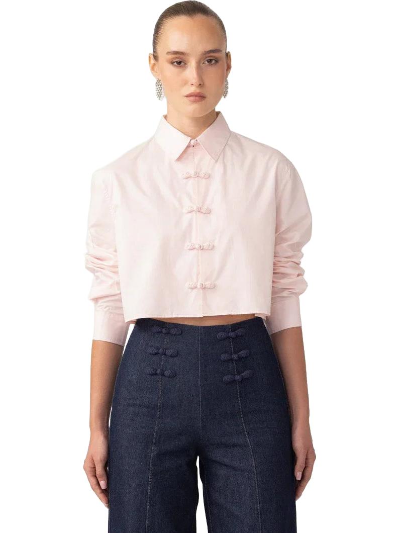 SAU LEE SAU LEE Jonas Cropped Shirt with Pipa Knot Closures